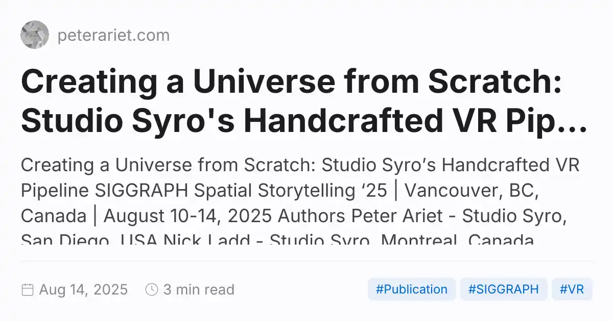 Peter Ariet - Creating a Universe from Scratch: Studio Syro's ...